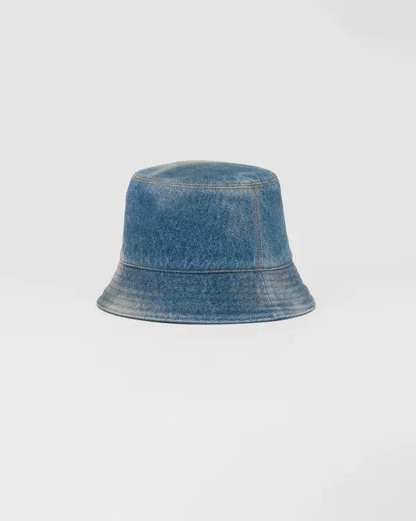 PRADA DENIM BUCKET HAT LIGHT BLUE\